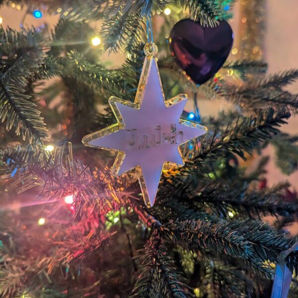 Personalized Star Bauble - Custom Christmas Ornament, Acrylic, Engraved ...