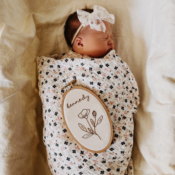 Hand Embroidered Baby Announcement Ornament: Personalized Keepsake - Etsy