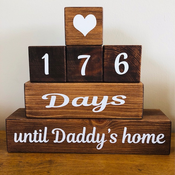 Baby Countdown Blocks, Grandparent Gift, Baby Announcement Gift, Rustic ...