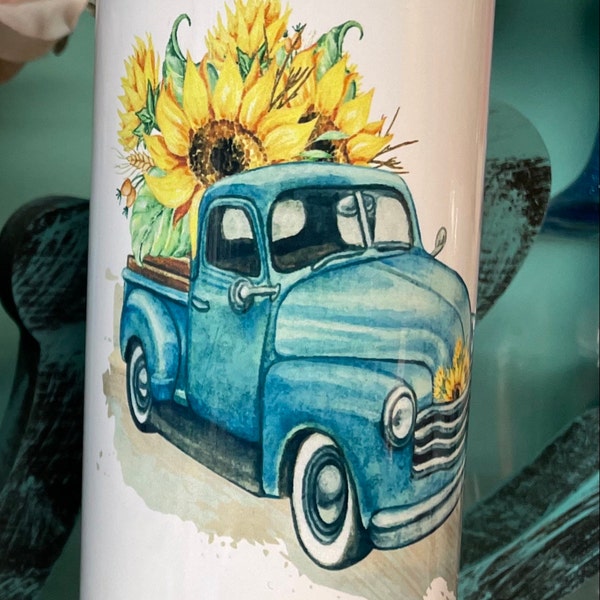 Vintage Truck With Sunflowers Png, Watercolor Sunflower Country Farm ...