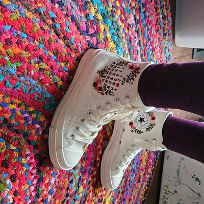 Wedding Converse for Bride, Custom Embroidered Converse Platform ...