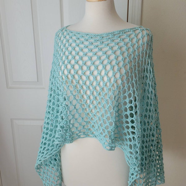 Crochet PATTERN Mermaid Poncho, Laced Shoulders Cover-up, Asymmetrical ...