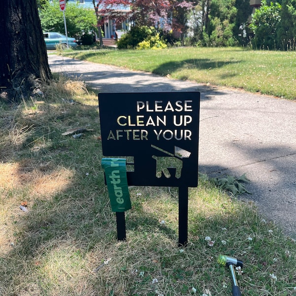 Metal "clean up After Your Dog" Yard Sign - Modern Steel Design - Etsy