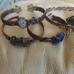 Labradorite Copper Cuff Bracelet Wire Wrapped Adjustable Bangle Gemstone Cuff Bracelet Handmade ...