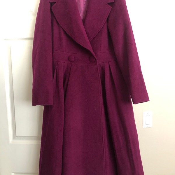 Wool Princess Coat, Dress Coat, 1950s Vintage Inspired Swing Coat, Long ...