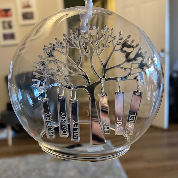 Personalised Family Tree Glass Dome Bauble - Etsy UK