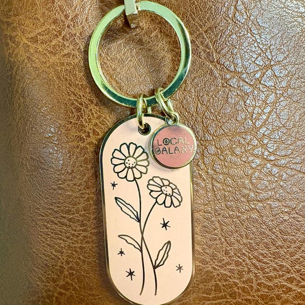 Minimal Botanical Keychain - Birth Flower - Birthday Gift for Friend or ...
