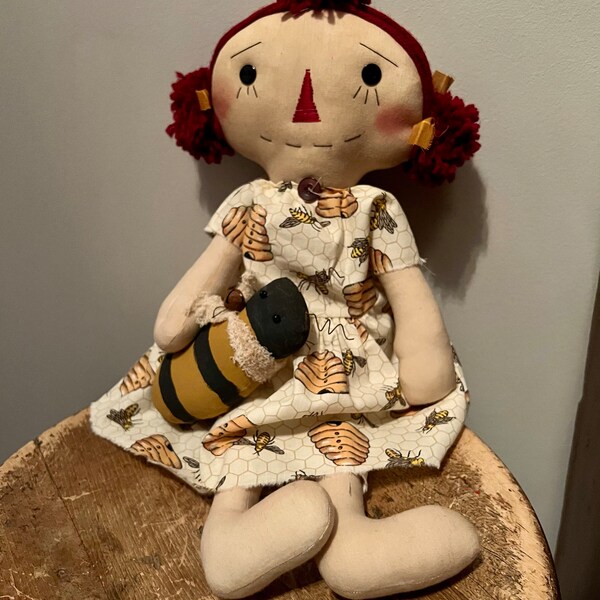 Primitive Raggedy Ann Doll~raggedy Ann~doll~ragdoll~handmade~annie and ...