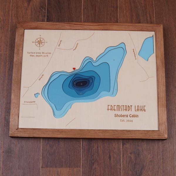 Digital File PDF, SVG Oneida Lake, New York Map, Bathymetric Depth ...