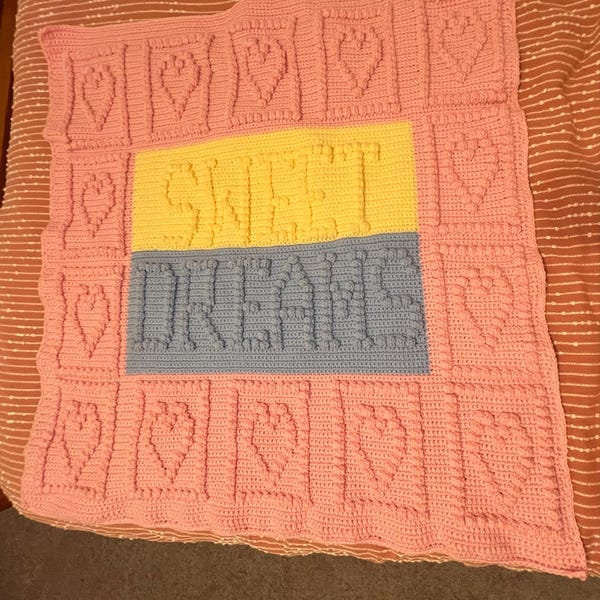 Lowercase Alphabet Baby Afghan, Bobble Stitch Crochet Pattern, Written ...