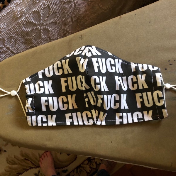 Profanity Fabric - F-word White Block Text on Black Punk Rude Funny ...