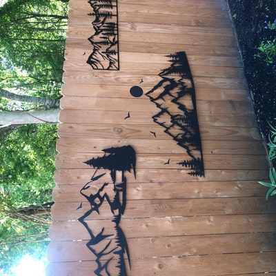 Mountain and Trees Scene Metal Wall Art - Etsy