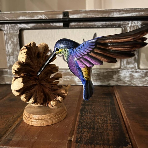 Colorful Hummingbird Statue, Blue, Painted Sculpture, Colorful Art ...