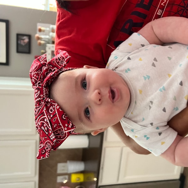 Red Bandanna Headband Bloomer Bandana Toddler Bows Big Bow Infant ...