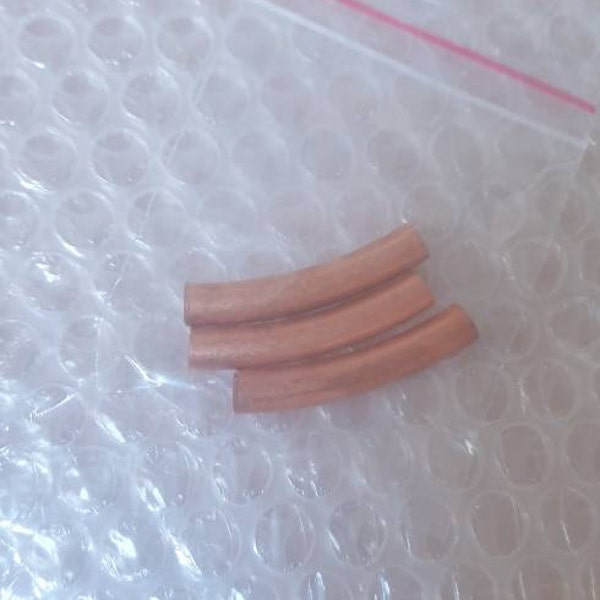 7x40mm Raw Copper Round Curved Tubes , Round Curved Tube Beads , Cuff ...