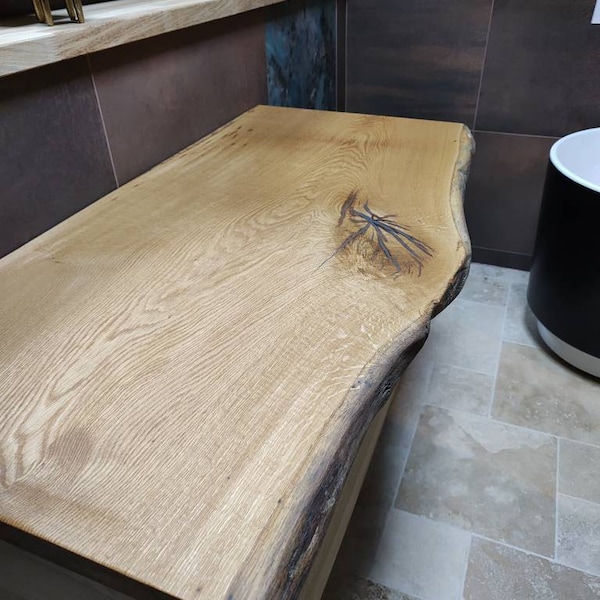 Vanity Top Rose Oak From One Piece Tree Edge Rustic Table Top Solid Wood Top Vanity Coffee Table ...
