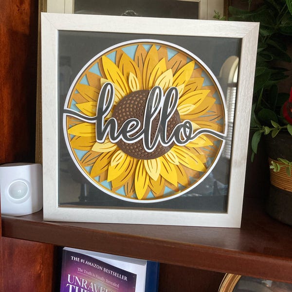 3D HELLO Sunflower SVG - Layered Shadow Box Svg - for Cricut - for ...