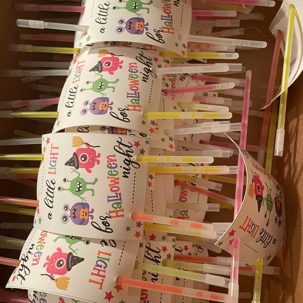 Halloween Glow Stick Tags, A Little Light for Halloween Night Tag, 3x4 ...