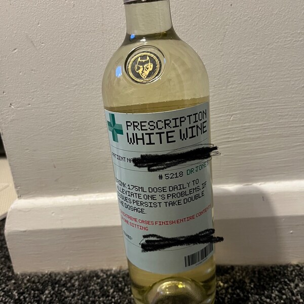 Personalised Prescription WHITE WINE Spoof Bottle Label-ideal ...