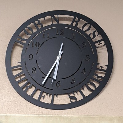 Modern Design Personalized Metal Wall Clock Customized Text Top and ...