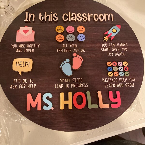 Personalized Teacher Sign, 3D Teacher Door Sign, Classroom Door Hanger ...