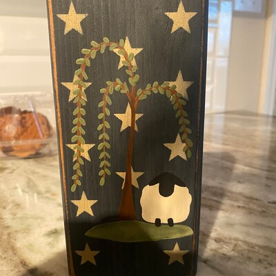 Primitive Wood Round Table Riser Candle Holder Color Choices Home Decor ...