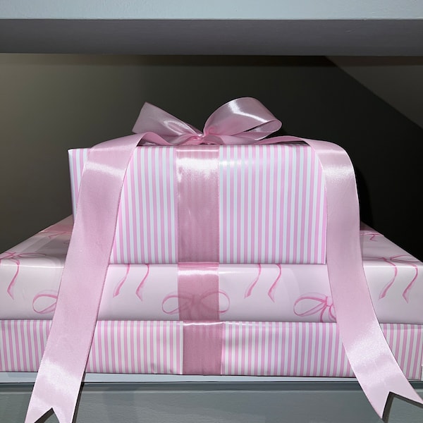 Pretty in Pink Bow Gift Wrap, Feminine Wrapping Paper, Loveshackfancy ...