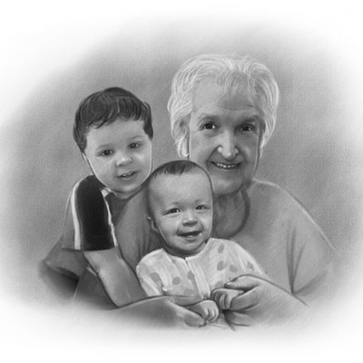 Add Deceased Family, Hand Drawn Charcoal Portrait, for Loved Ones ...