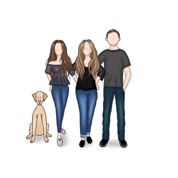 Custom Family Portrait Illustration “cousins” - Etsy