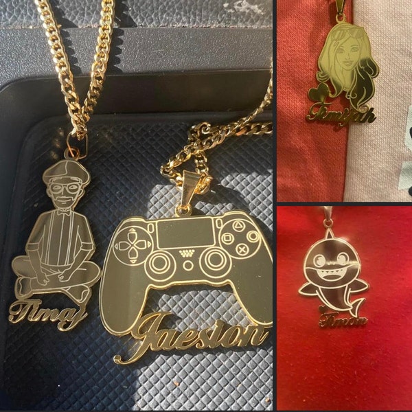 Personalized Name and Cartoon Character Necklaces Pendants Customized ...
