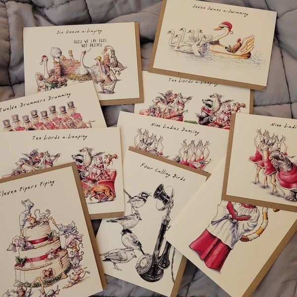 Twelve Days of Christmas Card Set - Holiday Cards Pack - Christmas ...