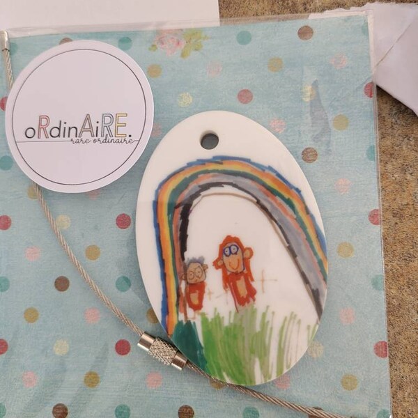 Custom Kids Drawing Keychain | Key Ring | Children Art - Etsy