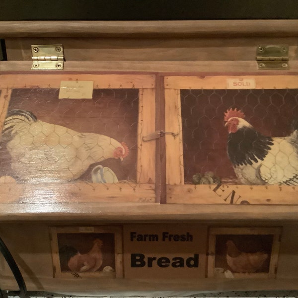 Fat Chef Bread Box Bamboo Waiter Kitchen Roll Top Bistro Home Decor ...