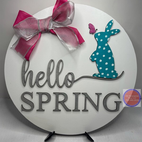 Hello Spring Rabbit Farmhouse SVG, Png, Eps, Jpeg, Dxf, Sublimation ...