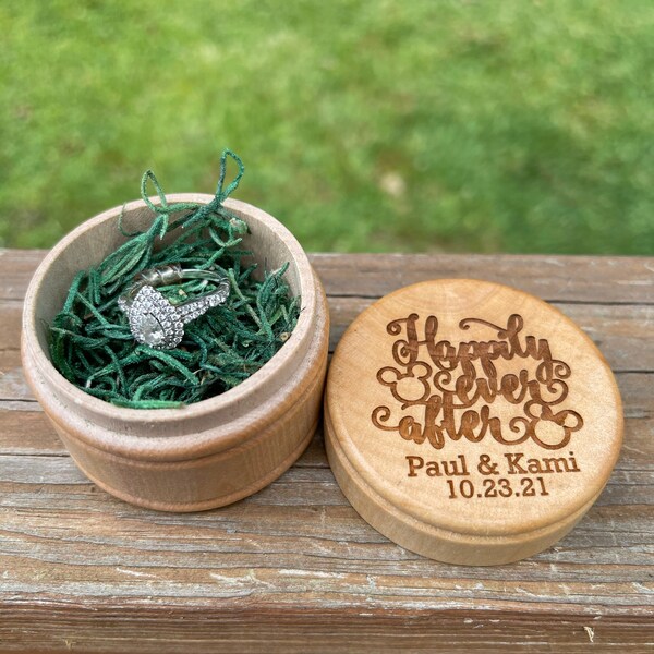 Mickey and Minnie Wedding Ring Box, Ring Bearer Box, Customized Wooden ...