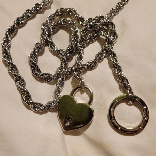 Day Collar Locking Heart Lock Intricate Chain Choke Bolero Slide Slip O ...