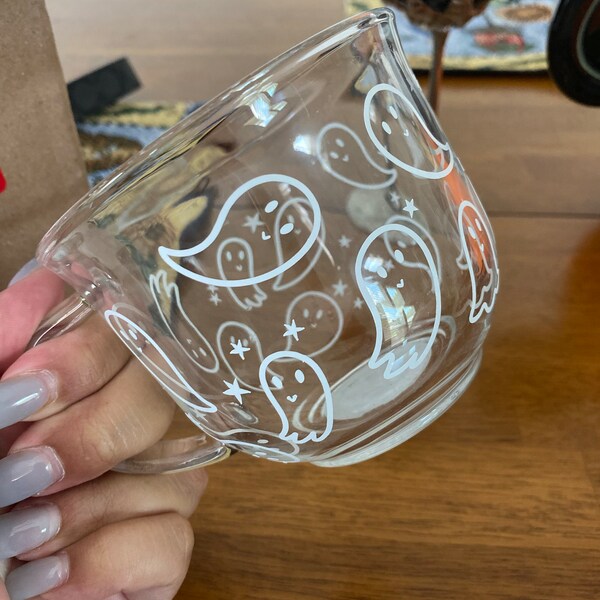 Spooky Mugs Dripping Skull Ghost Coffee Mug Clear Mug Halloween Mug ...