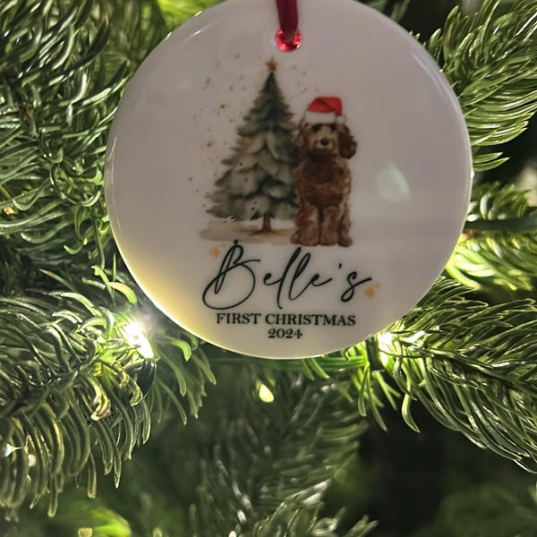 Personalised Dogs First Christmas Bauble, Puppy's 1st Xmas Tree ...