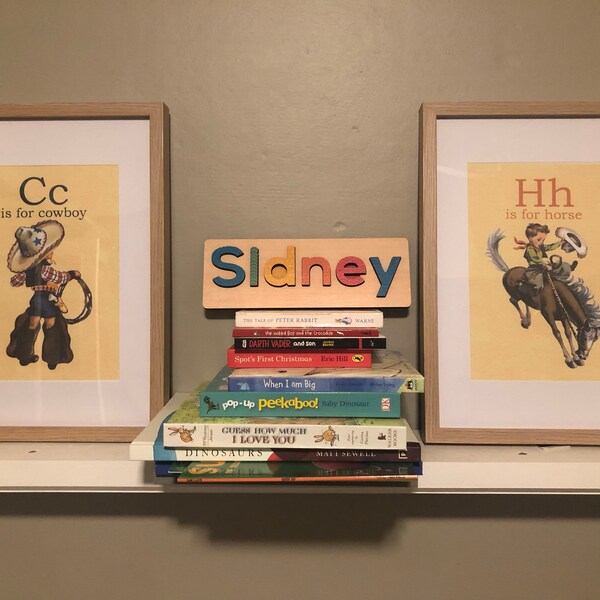 C is for Cowboy, H is for Horse-retro Vintage Boy Cowboy Buckaroo A4 2 ...