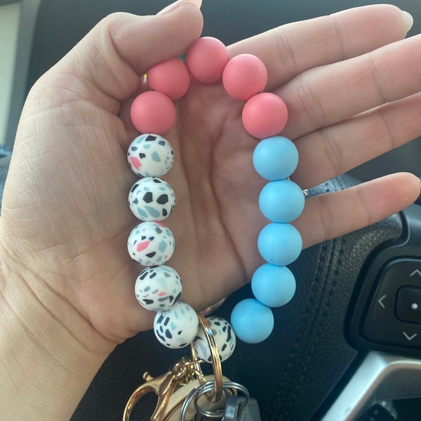Keychain Wristlet, Wristlet Keychain, Silicone Beaded Key Ring Bracelet ...