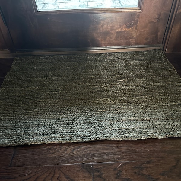 Natural Fiber Jute Rug for Living Room, Outdoor Patio Braided Boho ...