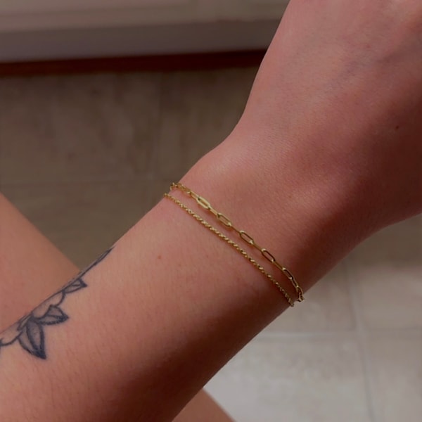 Two Delicate Bracelets Set, Dainty Bracelet Set, Two Minimalist ...