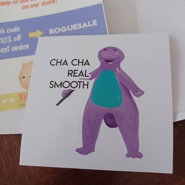 Barney Dinosaur Meme Sticker: Cha Cha Real Smooth, Waterproof Laptop ...