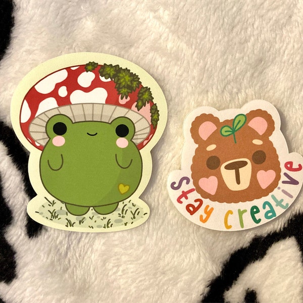 Mushroom Frog Sticker/cute Cottagecore Toad Die Cut/froggy Waterbottle ...