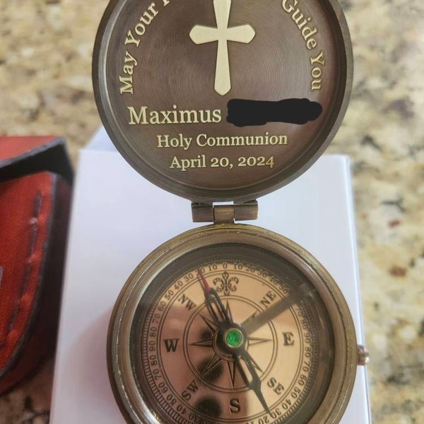 Baptism Compass, First Holy Communion Compass, Engraved Compass for ...