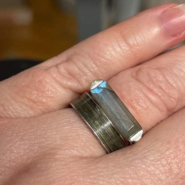 Green Tourmaline Hydro Ring ~ Sterling Silver 925 ~ Rectangular Stone ...