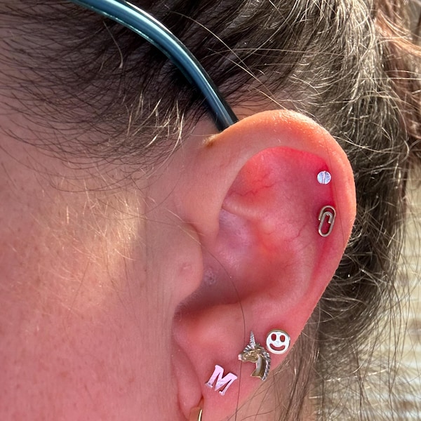 NEW 14K Solid Gold Vertical Helix Chain Piercing Unique Gold Barbell ...