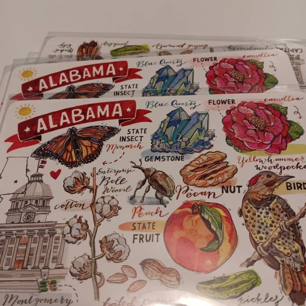 Alabama State Postcard. - Etsy