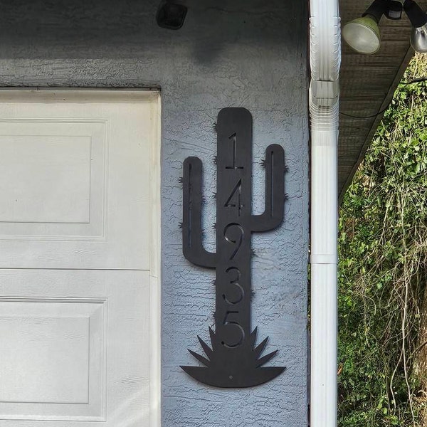 Vertical Address Number Sign, Cactus Metal Sign - Etsy