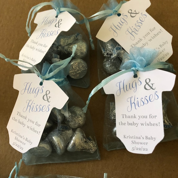 Hugs and Kisses Baby Shower Favor Tags Editable Digital Download | Baby ...